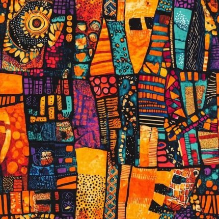 Bold Abstract African-Inspired Fabric – 100% Cotton. - Motherland Fabrics